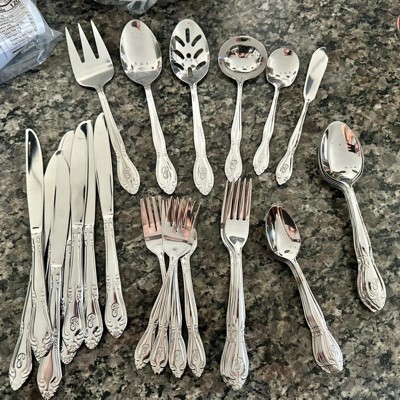 Riverridge 46pc Personalized Rose Pattern Silverware Set G : Target