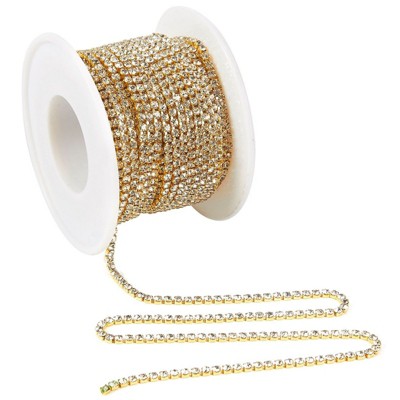 Juvale 11 Yards Rhinestone Chain, Gold Trim String For Diy Jewelry ...