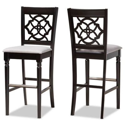 Set Of 2 Calista Barstool Gray/espresso - Baxton Studio: Upholstered ...