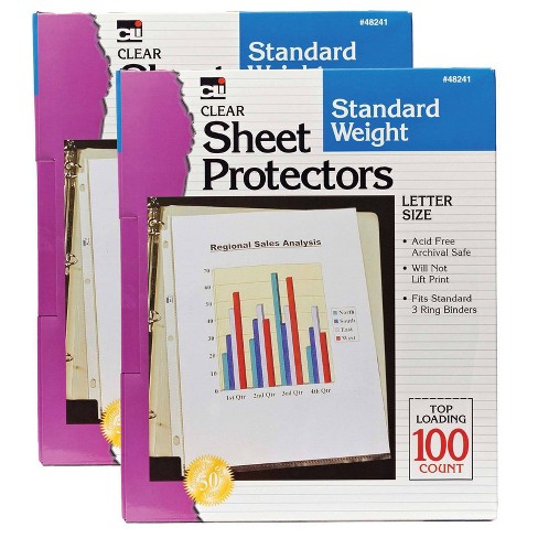 2pk 100 Per Pack Letter Size Sheet Protectors Clear - Charles Leonard ...