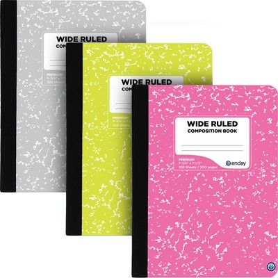 Enday Wide Ruled Colored Marble Composition Notebook 100 Sheets : Target