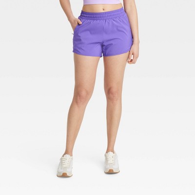 Women's Woven Mid-rise Run Shorts 3" - All In Motion™ Purple S : Target