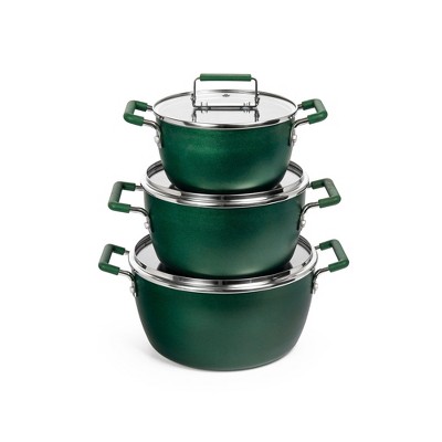 Granitestone 6 Piece Stackable Nonstick Green Nesting Pots With Lids ...