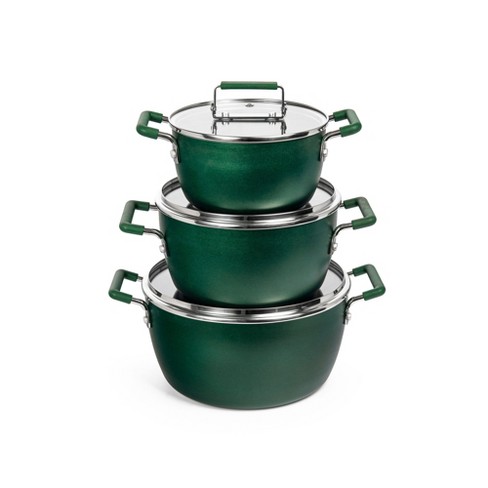 Granitestone 6 Piece Stackable Nonstick Green Nesting Pots With Lids ...