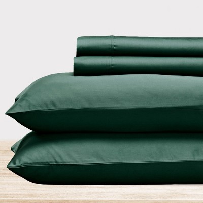Hunter Green Queen Sheet Set - 100% Pure Cotton Sateen Weave, 400 ...