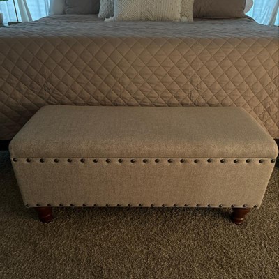 Large Storage Bench With Nailhead Trim Taupe/cream - Homepop : Target