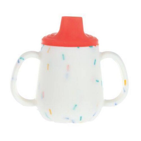 Nuby 2oz 2 Handle Silicone Cup With Spout Lid - Confetti Neutral : Target