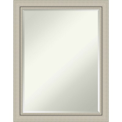 Amanti Art Romano Silver Narrow Petite Bevel Wood Bathroom Wall Mirror ...