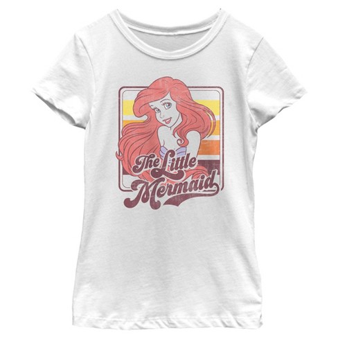 Girl's The Little Mermaid 70s Retro Ariel T-shirt - White - X Large ...