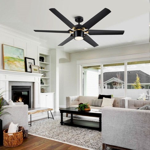 60" Oversize 6 Blade Ceiling Fan Led Dimmable Multi Speed Fan Ceiling ...