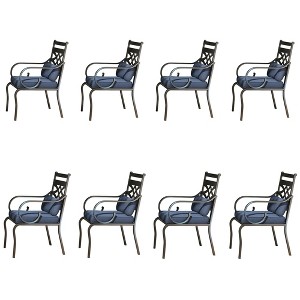 Captiva Designs 8pk Outdoor Patio Dining Floral Back Steel Fixed Chairs ...