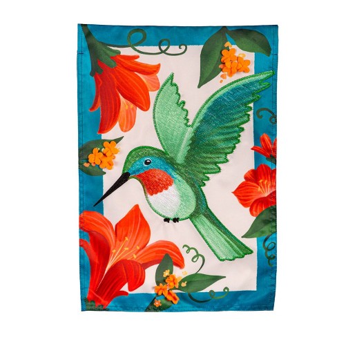 Evergreen Spring Hummingbird Applique Garden Flag 12 X 18 Inches Indoor ...