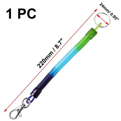 Unique Bargains Metal Ring Spring Stretchy Coil Keychain Keyring Strap ...