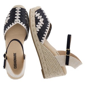 CUSHIONAIRE Samba Raffia Espadrilles for Women, Closed Toe Wedges with ...