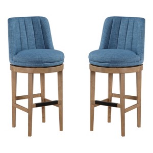 HomeStock 40.75 in.H Blue Finish Low Back Wood Frame Barstool Fabric ...