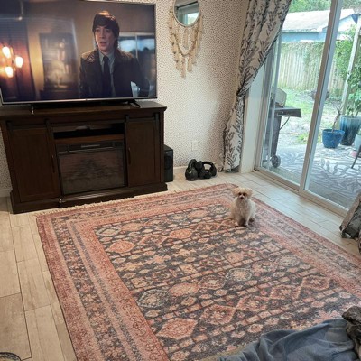 Alexandra Floral Printed Border Persian Rug Blush - Opalhouse™ : Target