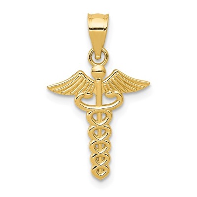 Black Bow Jewelry 14k Yellow Gold Caduceus Symbol Pendant : Target