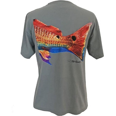 Beafish Designs Men's Comfort Fishing T-shirt - Gray Redfish Tail (m ...