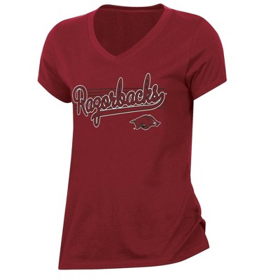 Ncaa Arkansas Razorbacks Women's Short Sleeve Stripe T-shirt - L : Target