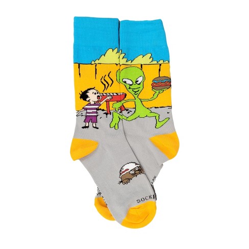 Alien Stealing A Hamburger At A Bbq Socks (tween Sizes, Small) From The ...
