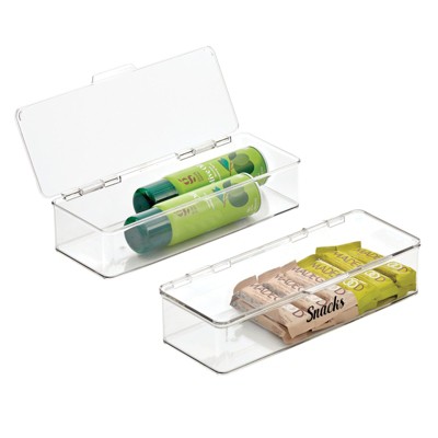 Mdesign Small Plastic Stackable Kitchen Storage Box, 2 Pack + 32 Labels ...