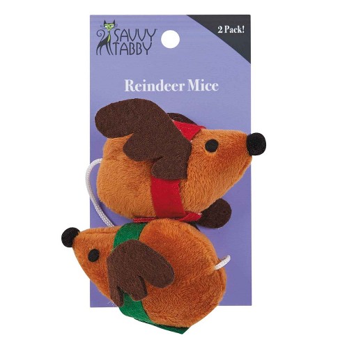 Savvy Tabby 2-pack Reindeer Catnip Mice Cat Toy : Target