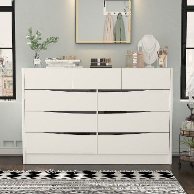 Hitow Stylish Unique Design 9 Drawer Dresser Cut-out Design Hidden ...