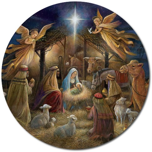 Courtside Market Nativity 15x15 Circular Wood Dècor : Target