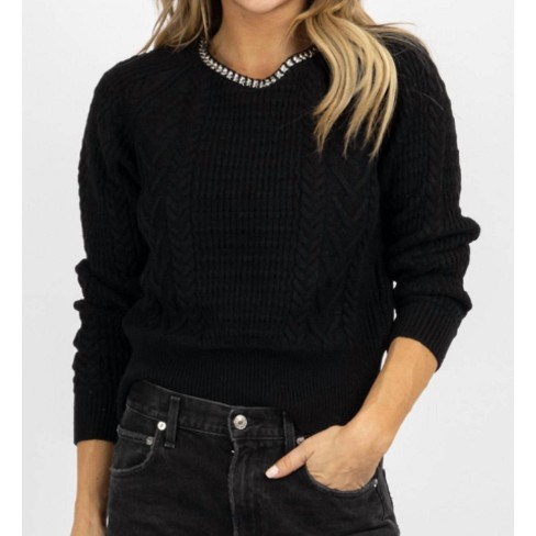 Women's Chain Neckline Open Back Sweater - Fore L : Target