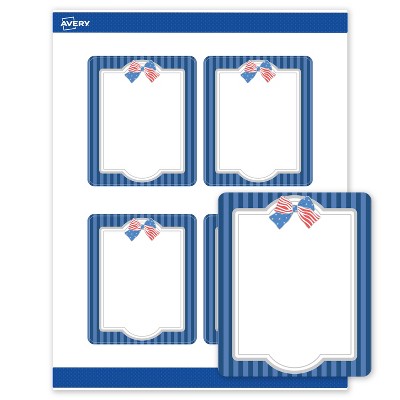 Avery® Matte 4" x 3-1/3" Labels, Patriotic Silver Stripes, 80ct : Target