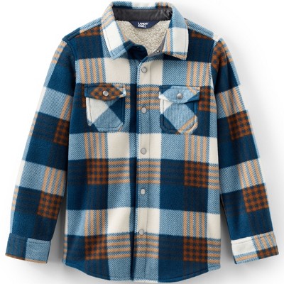 Lands' End Kids Flannel Shacket - Xxs - Dark Blue Multi Plaid : Target