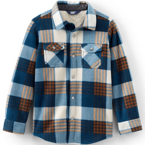Lands' End Kids Flannel Shacket - Xxs - Dark Blue Multi Plaid : Target