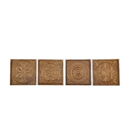 Set Of 4 Metal Scroll Wall Decors With Embossed Details Gold - Olivia ...