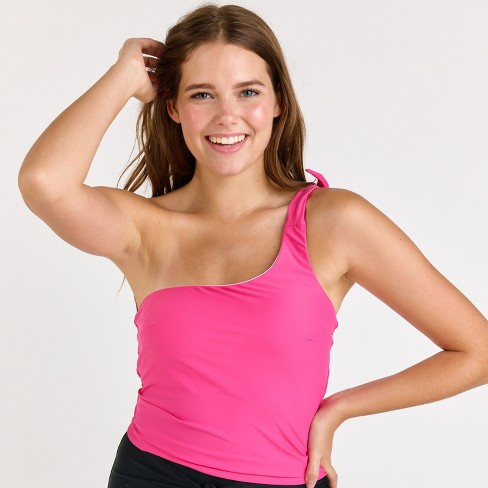 Calypsa Women's One Shoulder Layla Crop Swim Top With Built In Bra ...