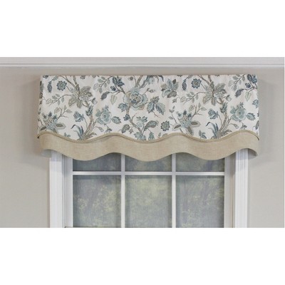 Rlf Home Ozbourne Glory Valance Black. 3" Rod Pocket, Layered, Trimmed ...