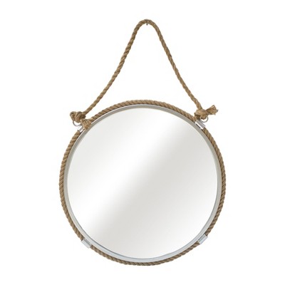 Martha Stewart Luna Natural Rattan Round Wall Mirror: Handwoven ...