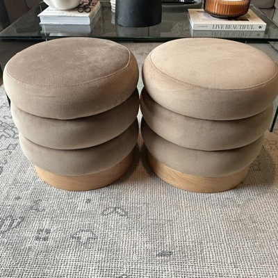 Clarkdale Channel Tufted Ottoman With Wood Base - Threshold™ Designed ...