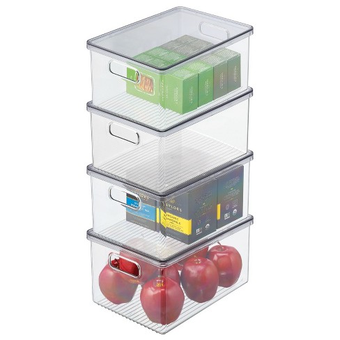 Mdesign Plastic Storage Bin Box Container, Lid And Handles, 4 Pack : Target