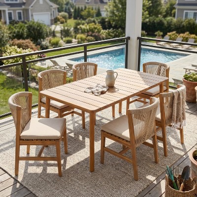Christopher Knight Home Elara Modern 7 Piece Patio Acacia Dining Set ...