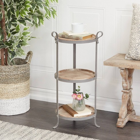 Industrial Metal Round Tiered Table Gray - Olivia & May : Target