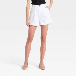 Women's Linen Trouser Shorts - A New Day™ White L : Target