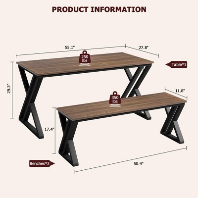 55¡± Dining Table With Benches, Kitchen Table Set For 4-6 : Target