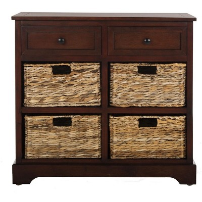 Herman Storage Unit With Wicker Baskets - Dark Cherry - Safavieh. : Target