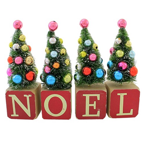 Cody Foster 6.25 In Noel Toy Block Trees Small Trees With Ornaments ...