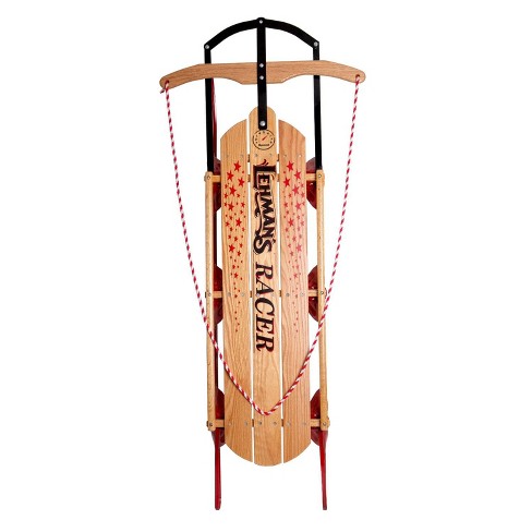 Lehman's Racer Amish Made Old Fashioned Solid Oak Steel Runner Sled ...