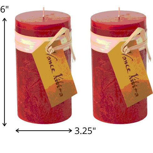 Cranberry Timber Pillar Candles - Set Of 2 : Target