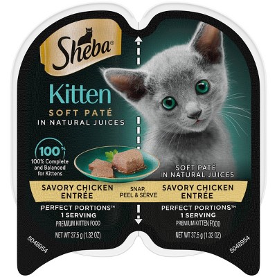 Sheba Kitten Soft Pate Perfect Portions Wet Cat Food With Salmon & Chicken Flavor - 31.7oz/12ct ...