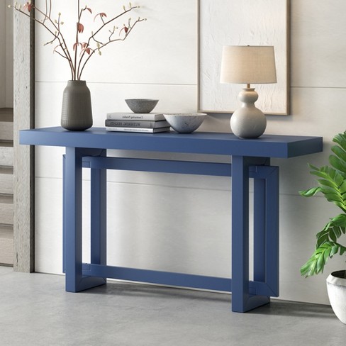 59.1" Modern Industrial Style Console Table, Navy Blue - Modernluxe ...