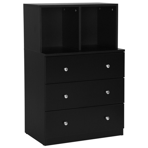 Costway 3 Drawer Dresser W/ Cubbies Storage Chest For Bedroom Living ...