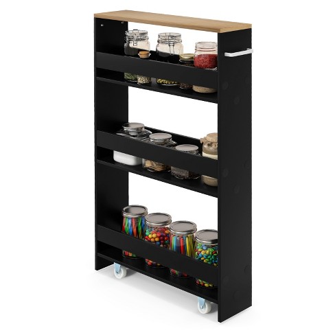 Costway Rolling Kitchen Slim Storage Cart Mobile Shelving Organizer ...